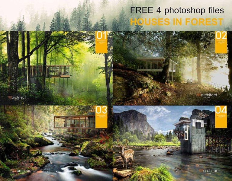 Free PSD-Houses in forest | B8Architect Studio