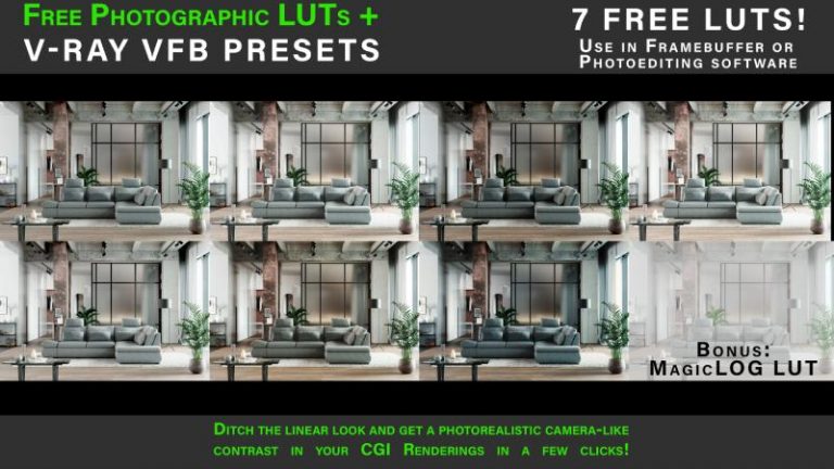 Free Photographic LUTs + V-Ray VFB Presets
